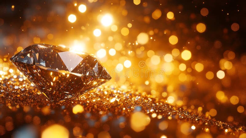 A Luminous Diamond on a Sparkling Gold Background, Designed for Luxury ...