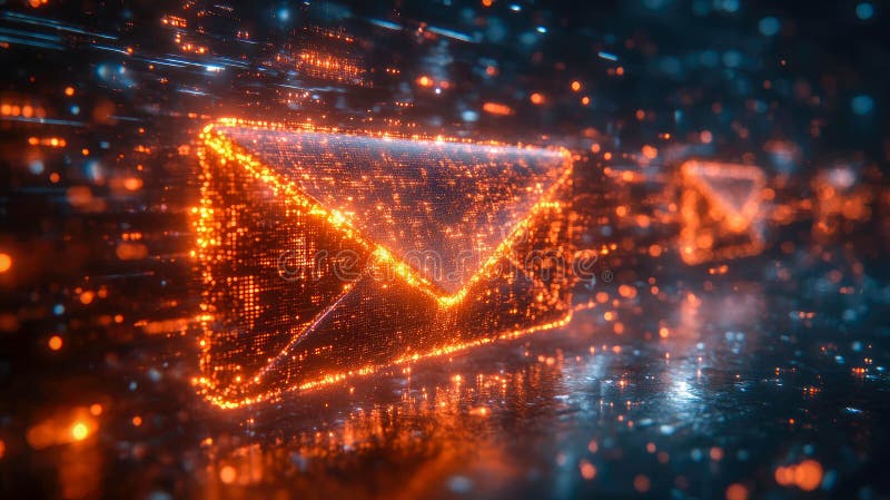 A Luminous Digital Envelope Icon with Sparkling Particles, Symbolizing ...