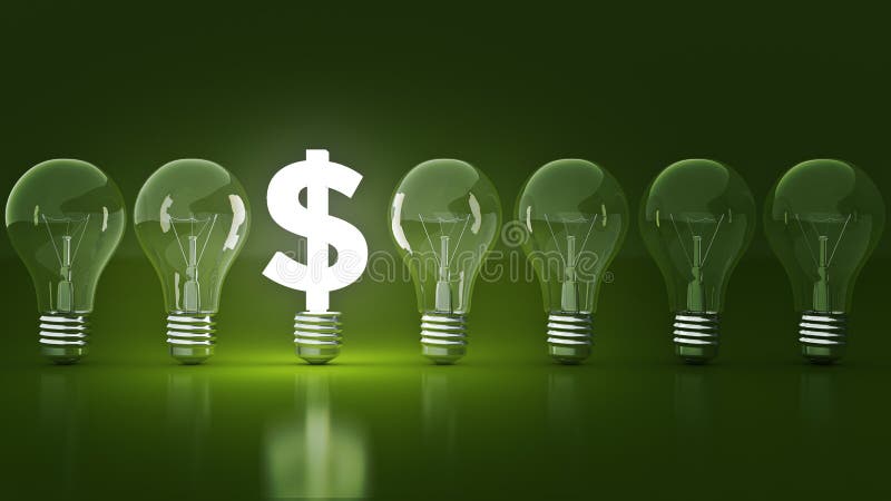 Luminous Dollar Sign with Light Bulbs. Stock Illustration ...