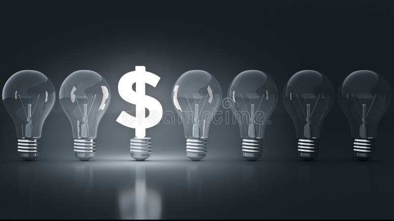 Luminous Dollar Sign with Light Bulbs. Stock Illustration ...