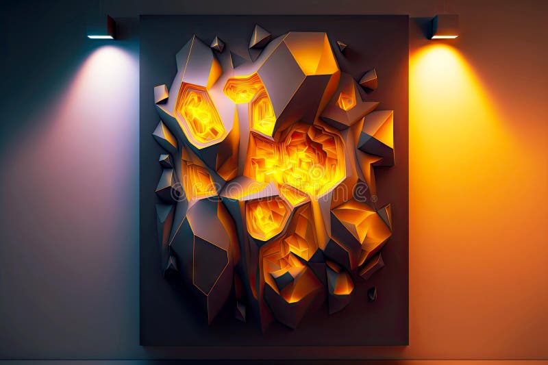 Luminous E with Three-dimensional Walls As 3d Render Abstract Geometric ...