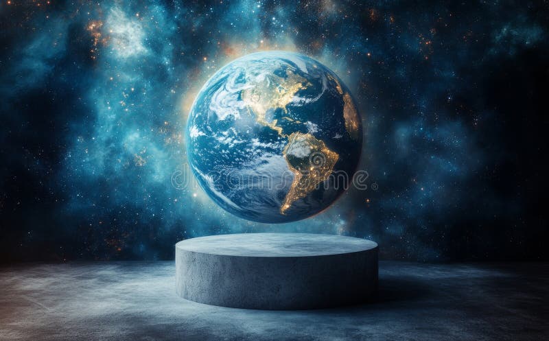 A Luminous Earth Encircled by Flames Against a Dark, Textured Backdrop ...