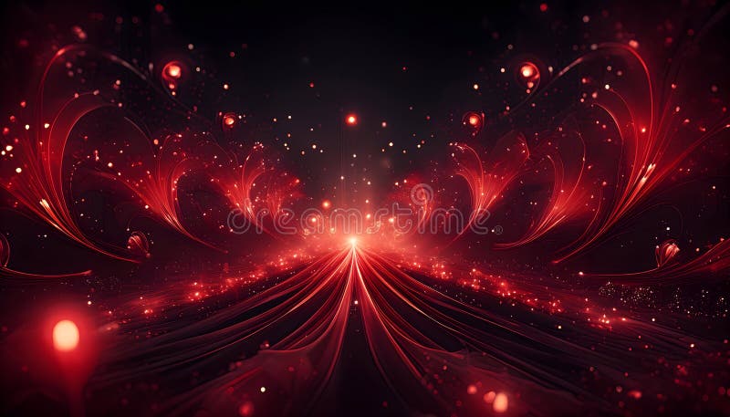 Luminous Elements Surrounded Red Particles with Glowing Elements ...