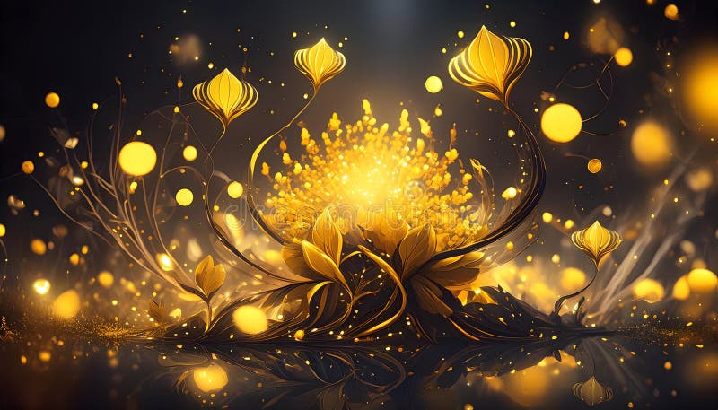 Luminous Elements Surrounded Yellow Particles with Glowing Elements ...