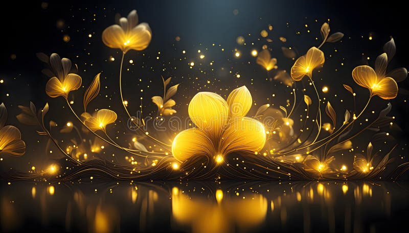 Luminous Elements Surrounded Yellow Particles with Glowing Elements ...