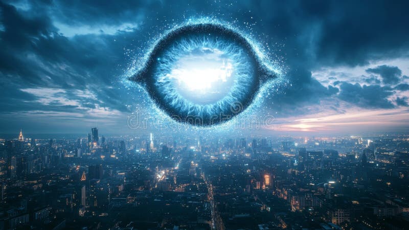 Luminous Ethereal Passage Unveiling a Dynamic Holographic Metropolis ...