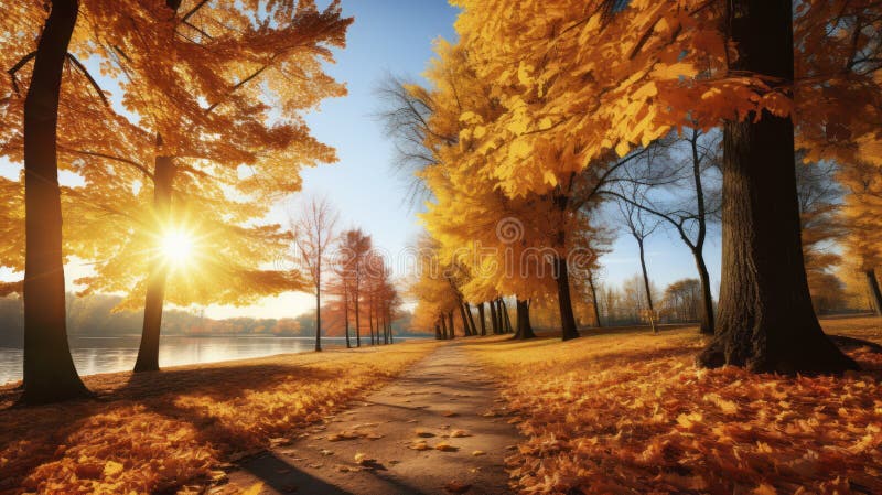 Luminous Fall - Sun, Sky, and the Symphony of Shedding Leaves ...