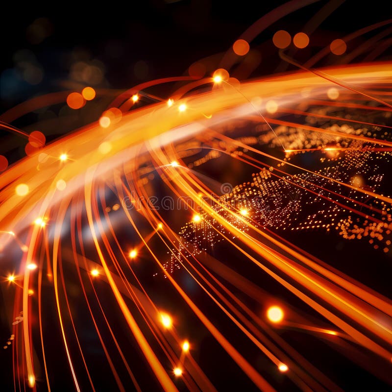 Luminous Fiber Webs AI Generative Stock Image - Image of glow, data ...