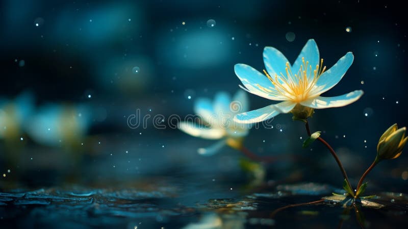Luminous Flower Double Exposure on Deep Turquoise Background Creates ...