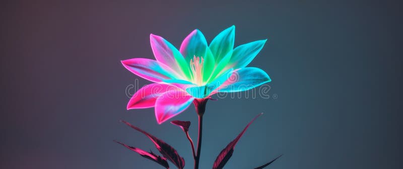 Luminous Flower Illuminated with Neon Lights. Stock Photo - Image of ...