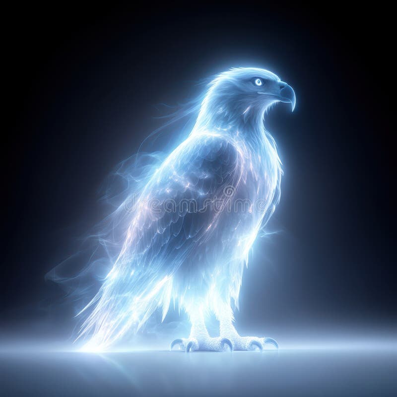 Luminous Frost Eagle with Icy Glowing Feathers Stands Majestically ...