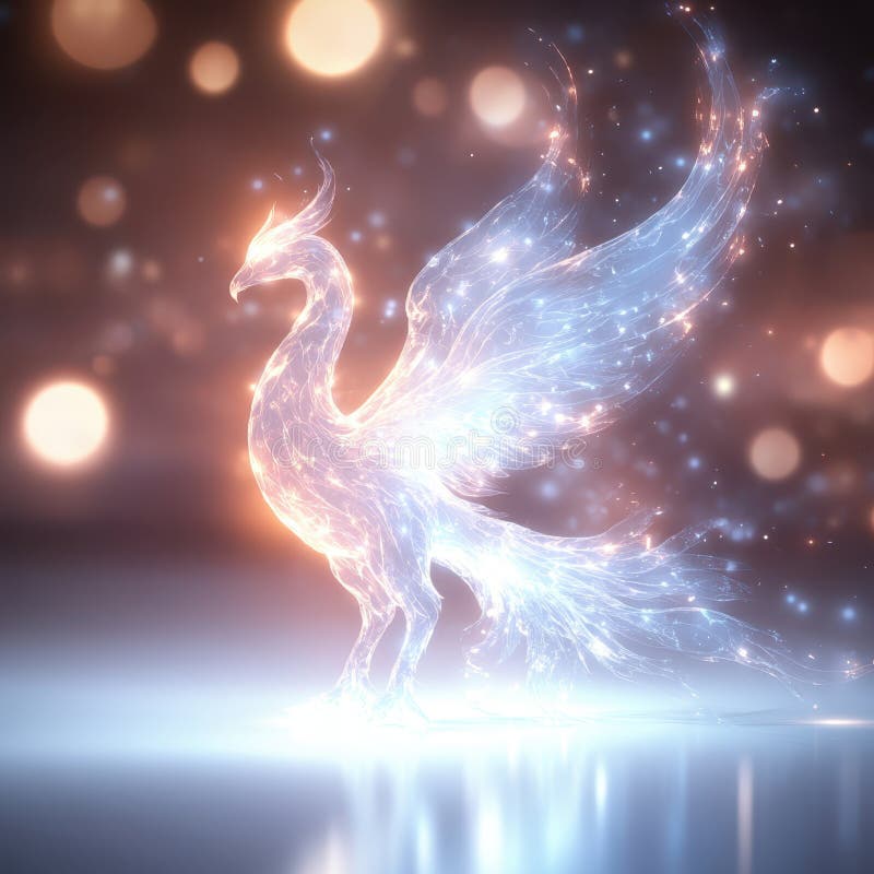 Luminous Frost Phoenix with Radiant Icy Patterns Glows Beautifully Stock Illustration ...