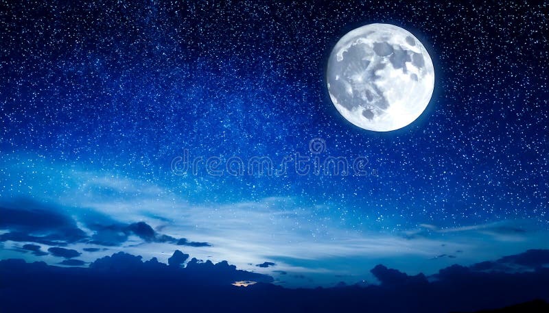 A Luminous Full Moon Dominates a Clear Night Sky Stock Illustration ...