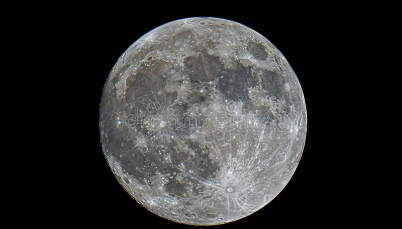 Luminous Full Moon Shining in the Starry Night Sky, Creating a ...