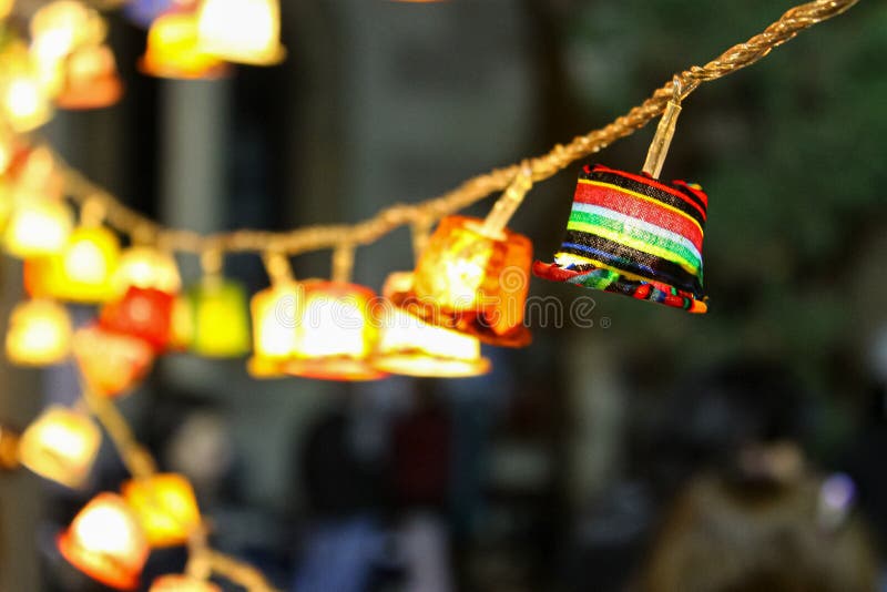 Luminous Garland Detail, Luminous Bell Stock Photo - Image of luxury ...