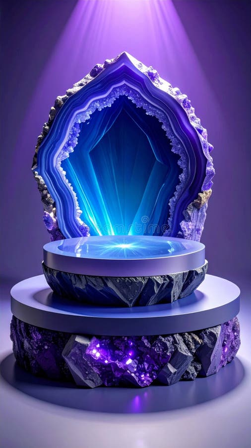 Luminous Geode Display Platform with Purple and Blue Crystals Stock ...