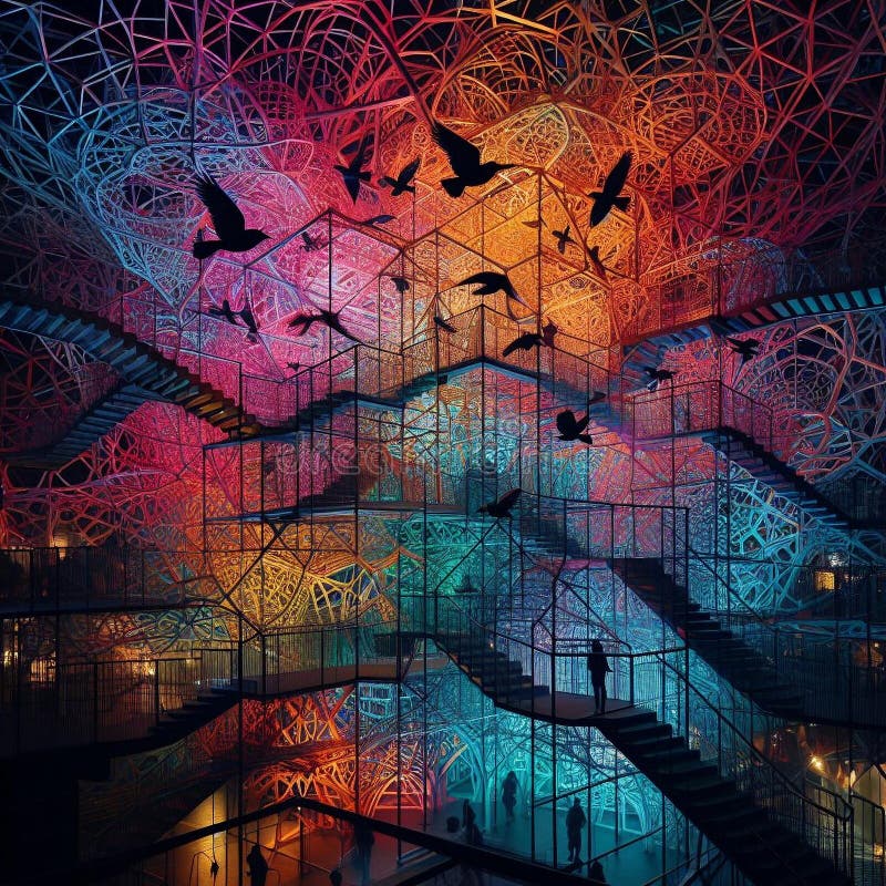 Luminous Geometric Harmony: a Dance of Light and Structure Stock ...