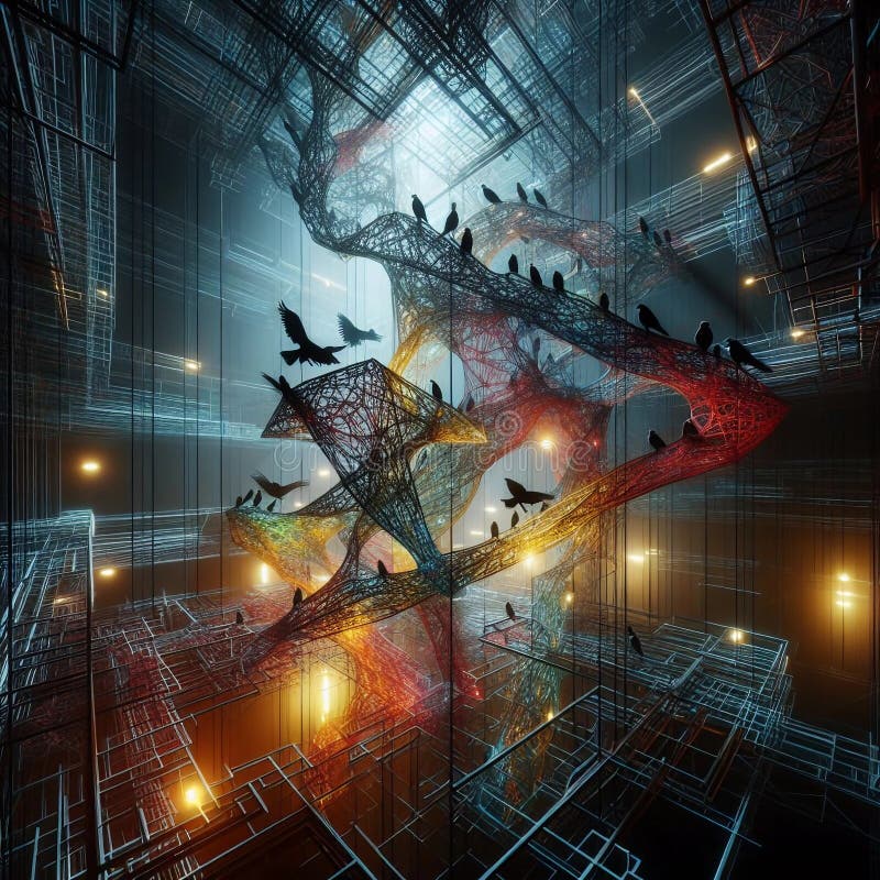 Luminous Geometric Harmony: a Dance of Light and Structure Stock ...