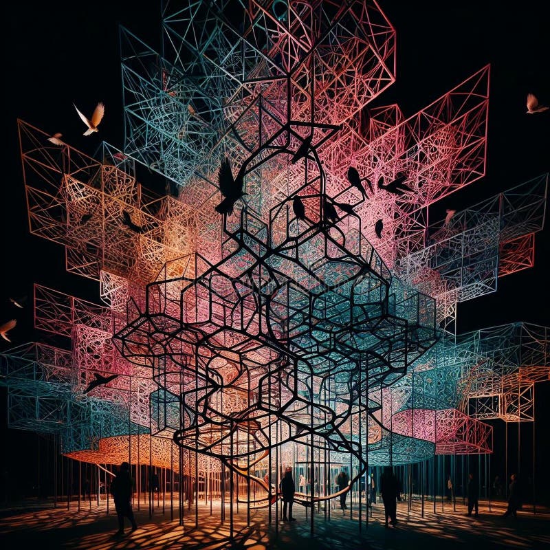 Luminous Geometric Harmony: a Dance of Light and Structure Stock Image ...