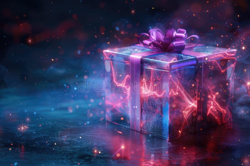 Luminous Gift Box Glowing with Magical Energy and Light Stock ...