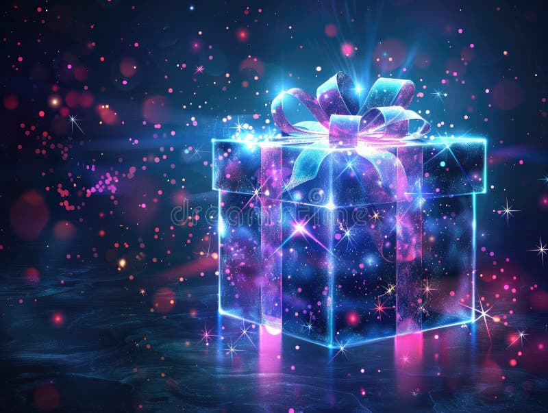Luminous Gift Box Glowing with Magical Energy and Light Stock ...
