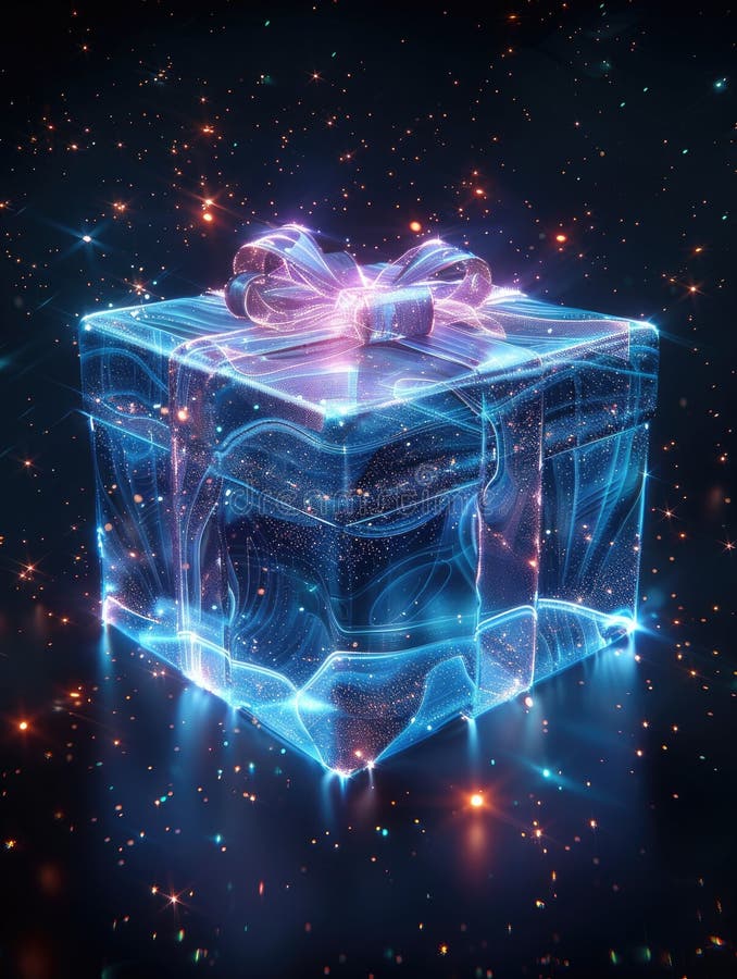 Luminous Gift Box Glowing with Magical Energy and Light Stock ...