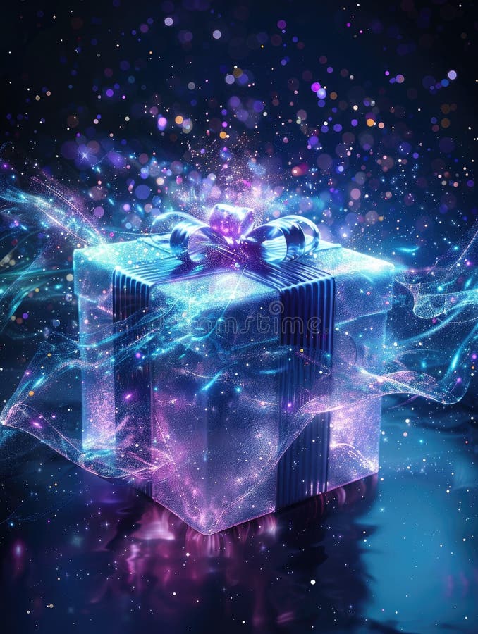Luminous Gift Box Glowing with Magical Energy and Light Stock ...