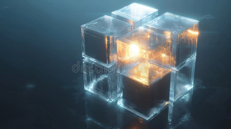 Luminous Glass Cube with Glowing Inner Structures. Generative AI Stock ...