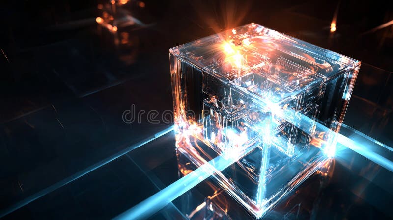 Abstract Glass Cube Internal Glowing Structure Stock Photos - Free ...
