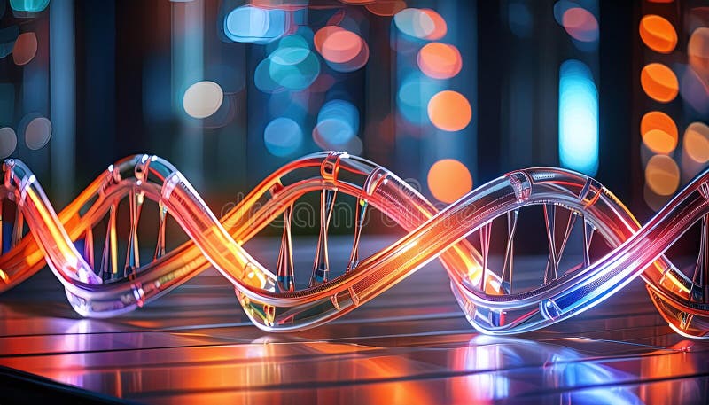 A Luminous, Glass-like DNA Double Helix Structure Glows Against a ...