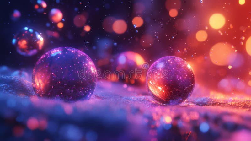 Luminous Glass Orbs Resting on Sparkling Surface Stock Illustration ...