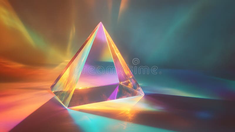 Luminous Glass Pyramid with Colorful Light Rays Stock Image - Image of ...