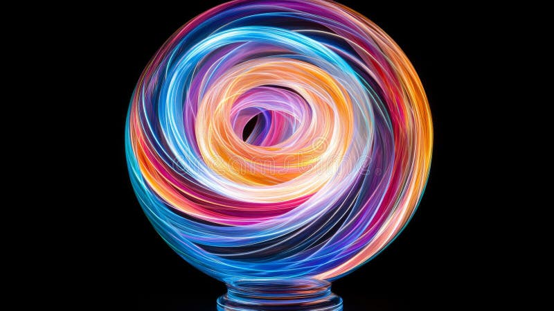 Luminous Glass Sphere with Swirling Rainbow Hues Stock Illustration ...