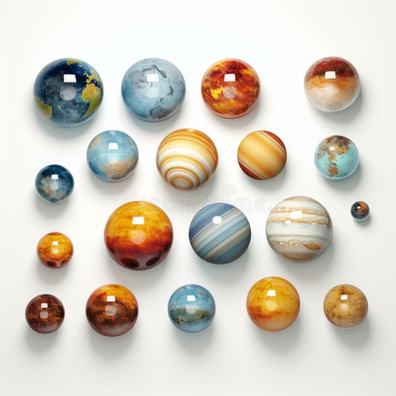 Luminous Glaze 3d Models: Planets and Spheres of the Solar System Stock ...