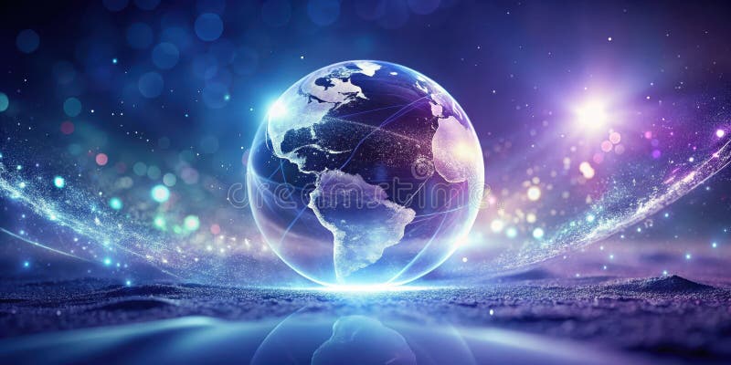 A Luminous Globe with Interconnected Lines of Light, Symbolizing Global Communication and ...