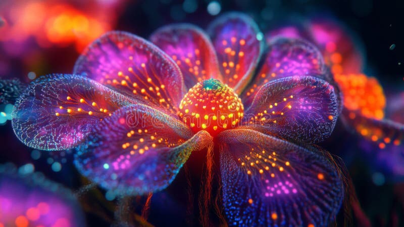 Luminous Glowing Flower with Vibrant Petals and Cosmic Glow Stock ...