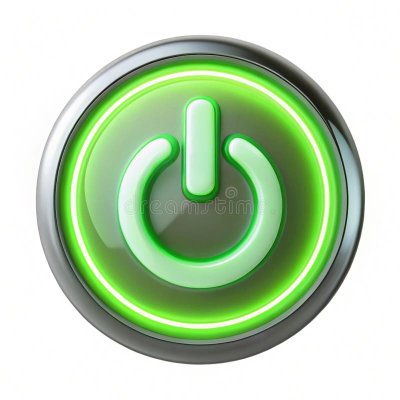 Floating Glowing Power Button with Animated on Off Effect Stock Illustration - Illustration of ...