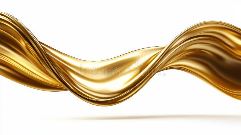 Luminous Gold Wave Realistic 3D Abstract Metal Form Created by ...