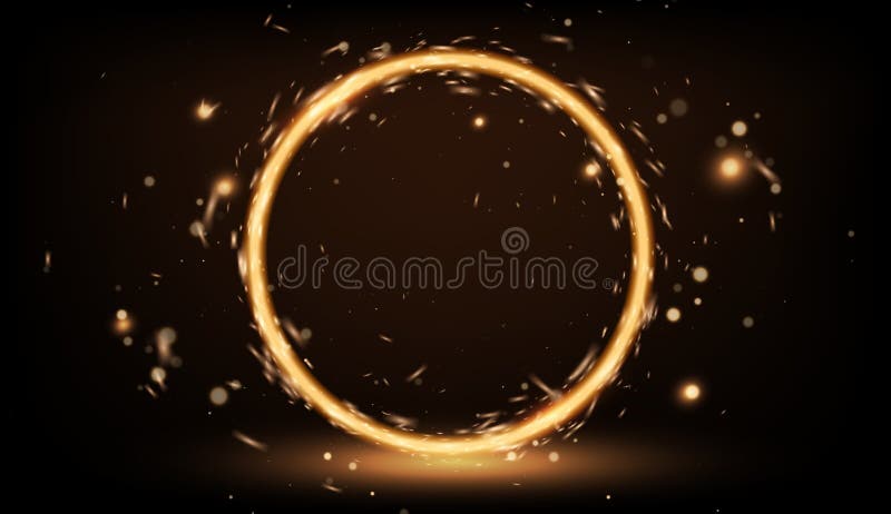 A Luminous Golden Circle with Radiant Light Trails and a Glowing Fire ...