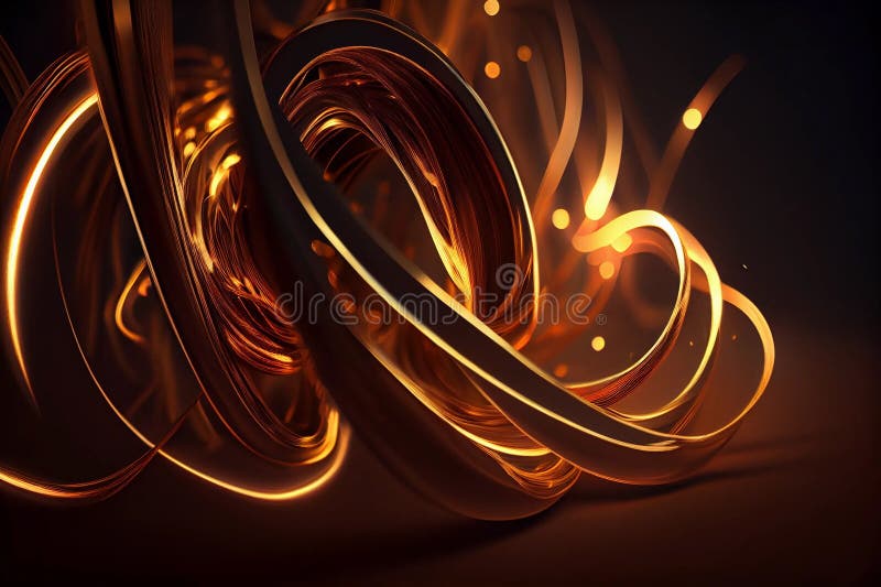 Luminous Golden Threads in Abstract Light Background Stock Illustration ...
