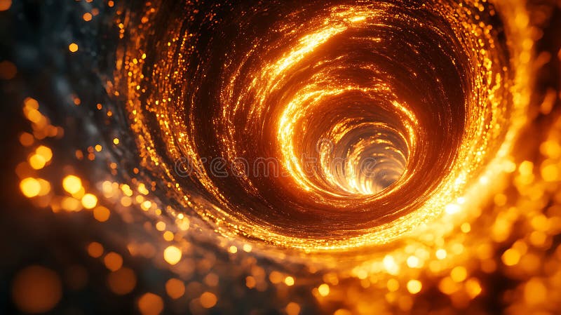 Luminous Golden Vortex Abstract Background of Fire and Light Sparks ...