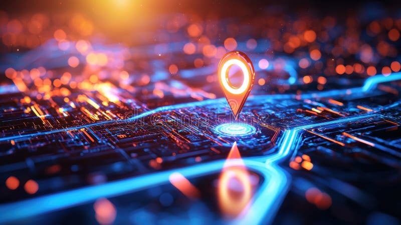 Luminous Gps Map Location Marker Floating Over High Geospatial ...