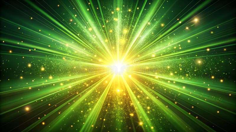Luminous Green Burst of Radiant Light with Sparks and Rays for Festive ...