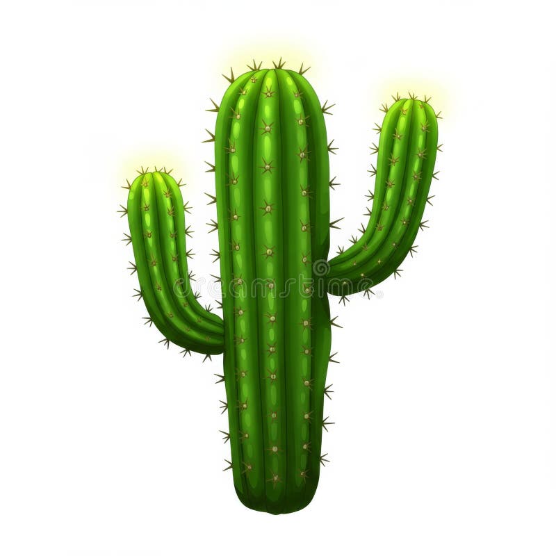 Luminous Green Cactus on White Background Stock Illustration ...