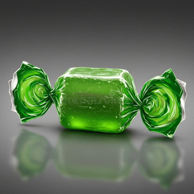 Luminous Green Candy: a Glossy, Realistic Still Life Stock Illustration ...