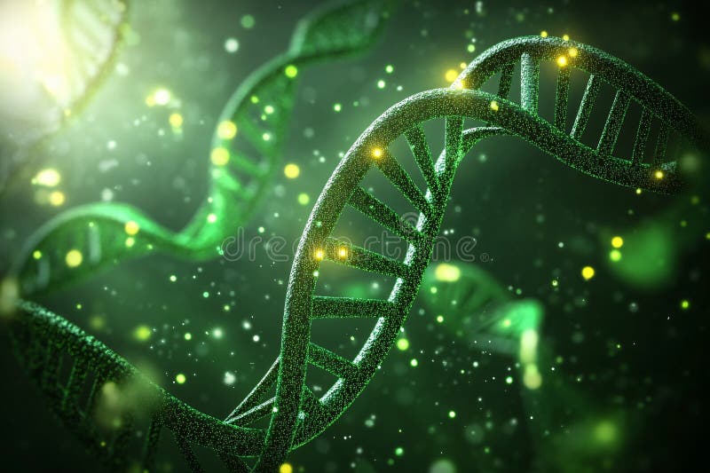 Luminous Green DNA Strand Double Helix Genetic Code High Quality Image ...