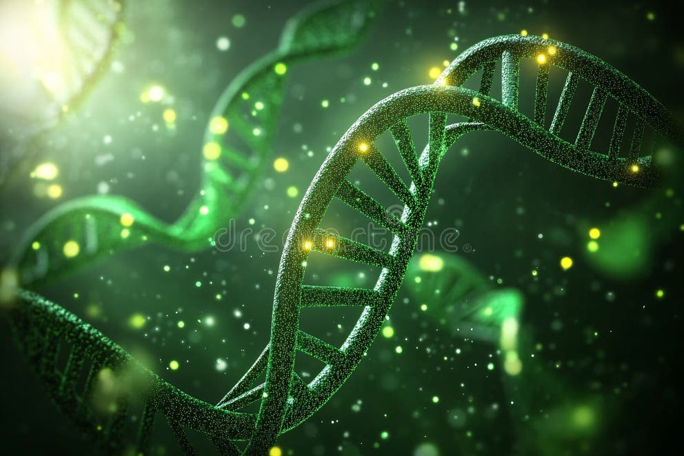Luminous Green DNA Strand Double Helix Genetic Code High Quality Image ...