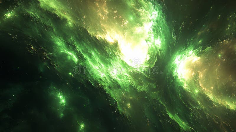 Luminous Green Nebula in the Deep Cosmos Stock Illustration ...