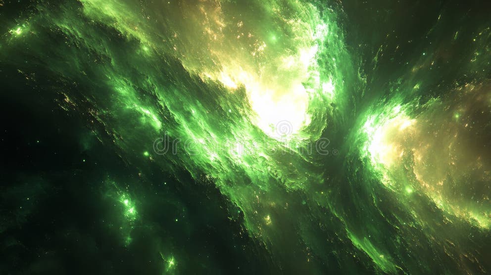 Luminous Green Nebula in the Deep Cosmos Stock Illustration ...