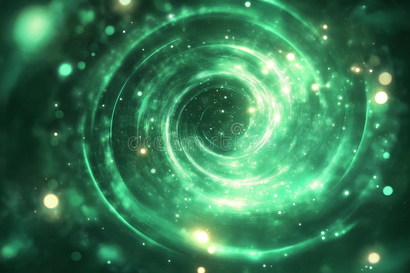 Luminous Green Vortex with Concentric Patterns and Shimmering Light ...